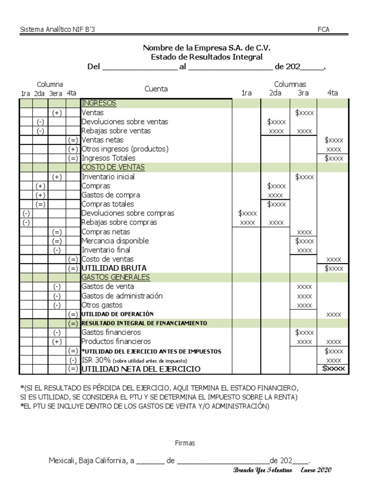 Formato b3 Eri | PDF | Estado de resultados | Negocios económicos