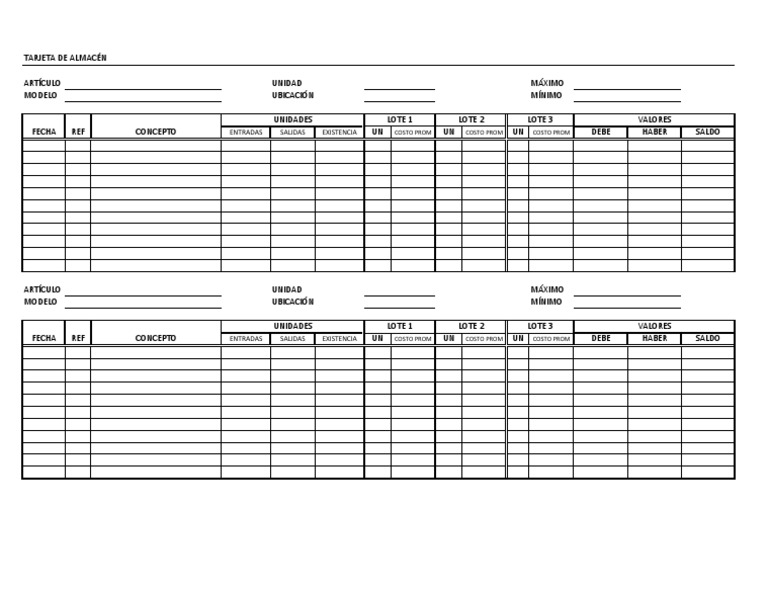 Tarjeta de Almacén PEPS | PDF