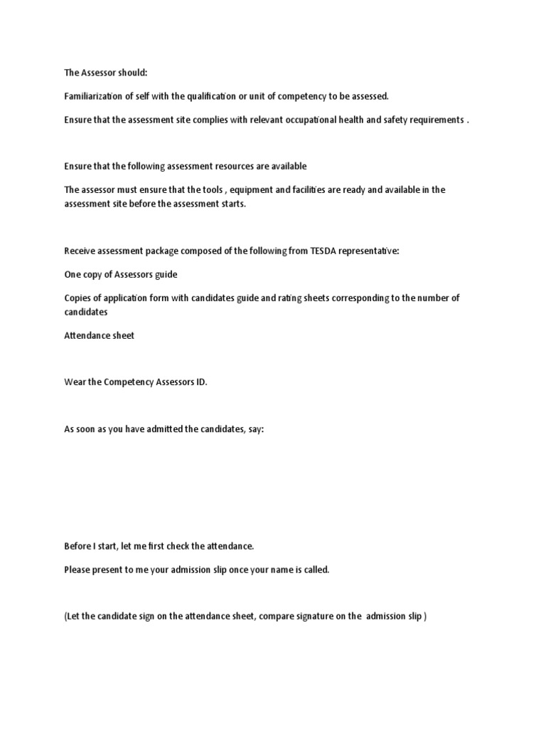 Script For Conduct of Assessment | PDF | Educational Assessment | Cognition