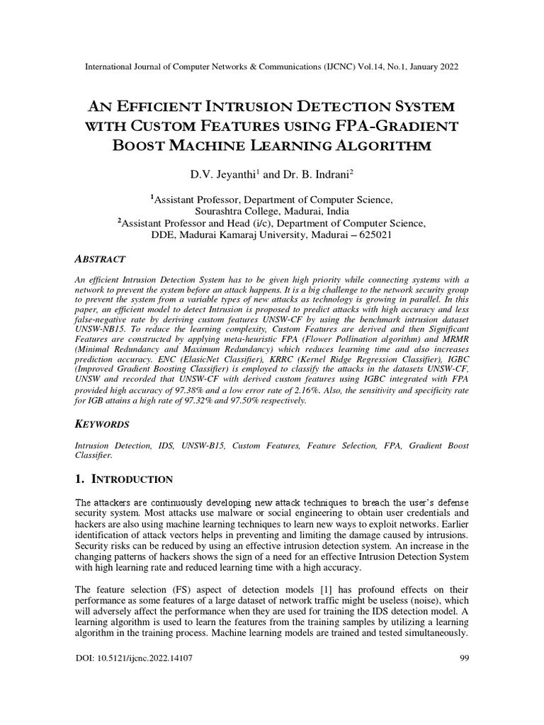 An Efficient Intrusion Detection System With Custom Features Using FPA-Gradient Boost Machine ...