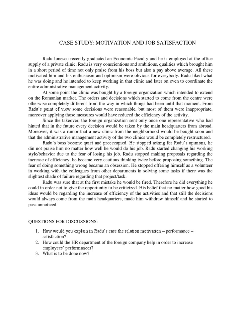 Case Study Motivation | PDF | Motivational | Motivation