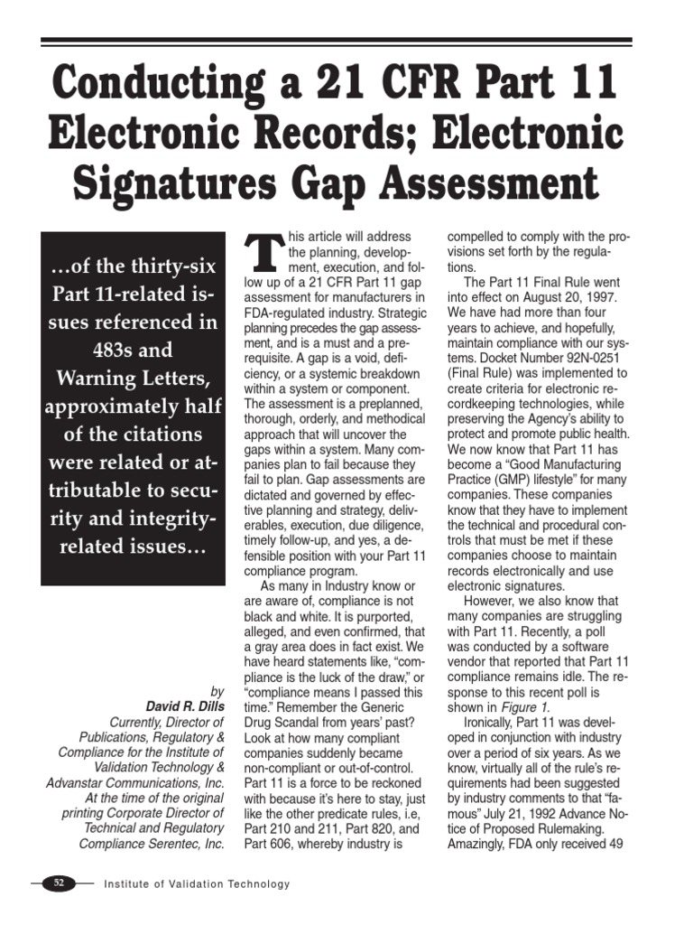 Conducting A 21 CFR Part 11 Electronic Records Electronic Signatures ...
