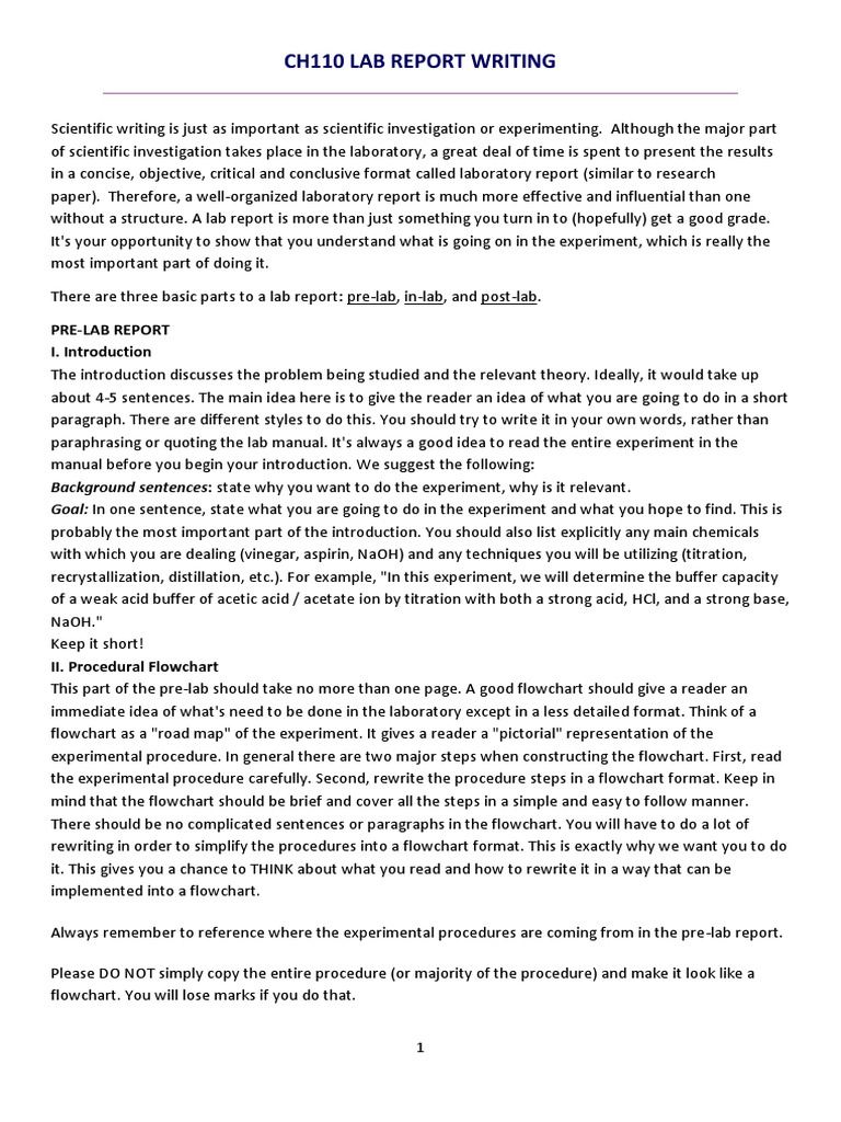 A Guide to Writing Effective Chemistry Laboratory Reports | PDF ...