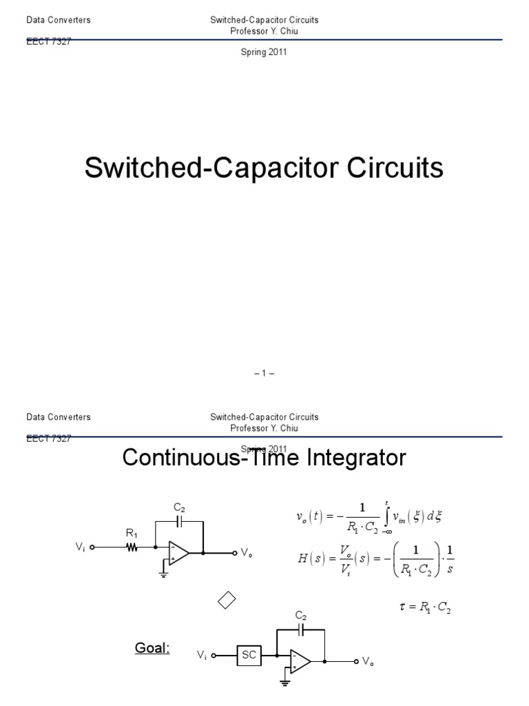 Data Converters Switched Capacitor Circuits Professor Y Chiu Eect 7327