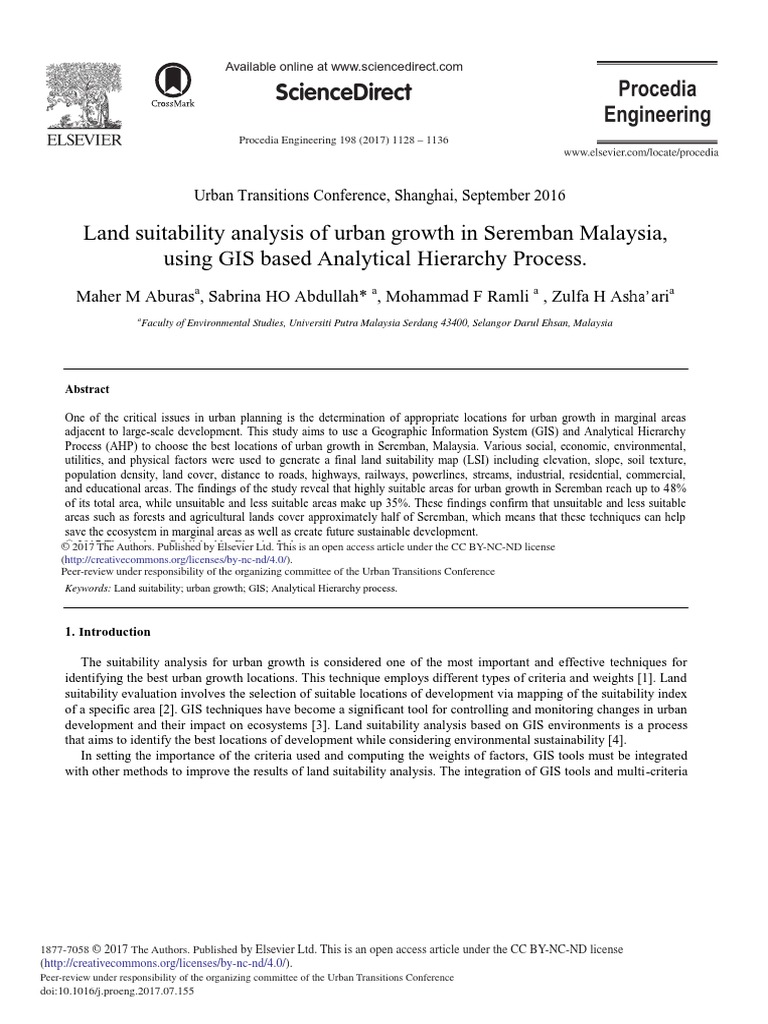 Land Suitability Analysis of Urban Growth in Seremban Malaysia, Using ...
