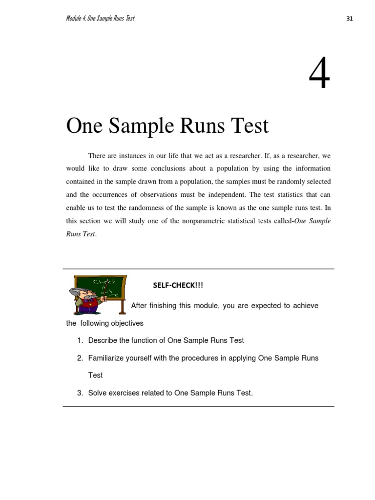 Chapter 4-One Sample Runs Test | PDF | Statistical Hypothesis Testing ...