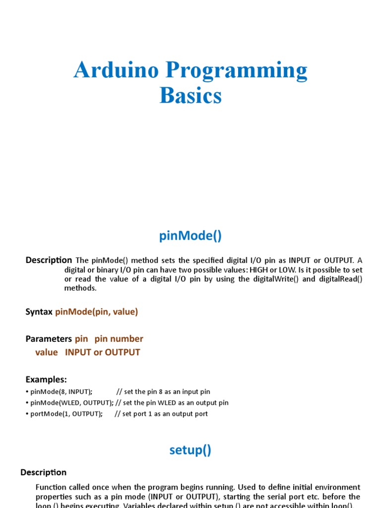Arduino Programming Basics Pdf Parameter Computer Programming 