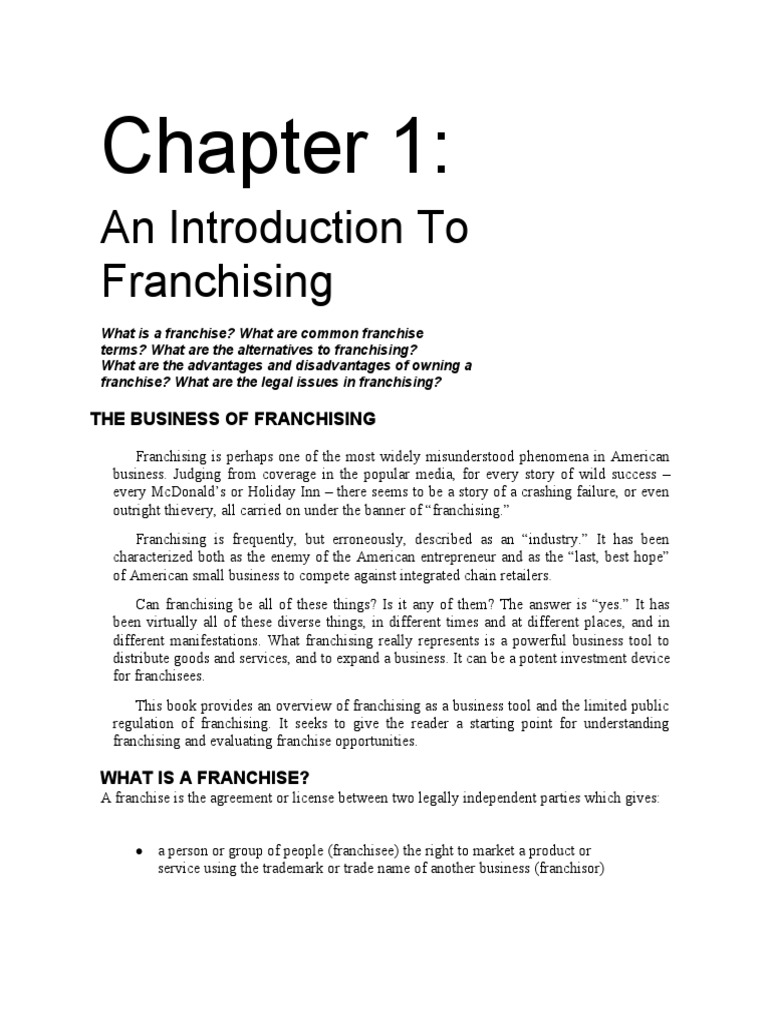 An Introduction To Franchising: The Business of Franchising | PDF ...