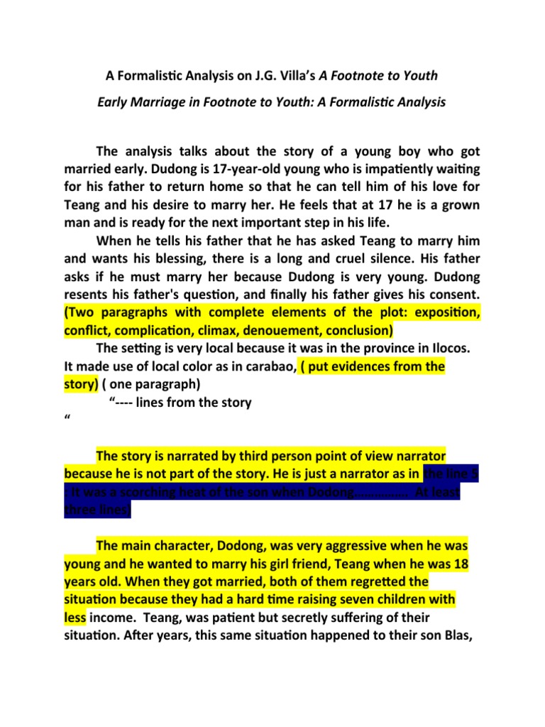 A Formalistic Analysis For Footnote To Youth Sample | PDF