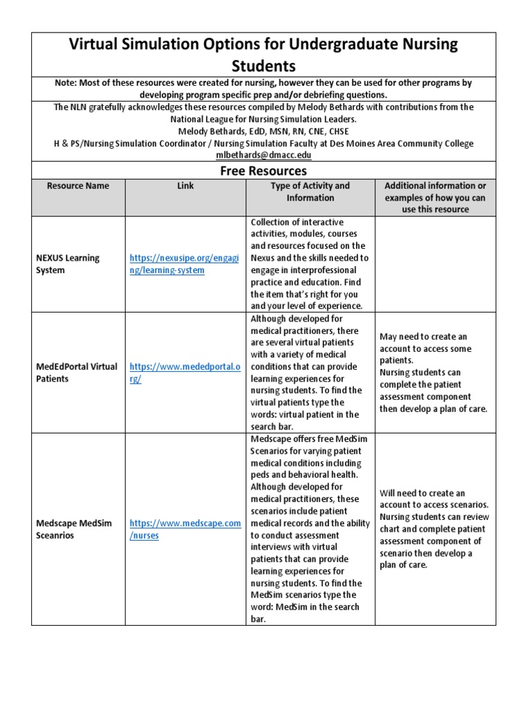 Virtual Simulation Resources for Nursing | PDF | Nursing | Simulation