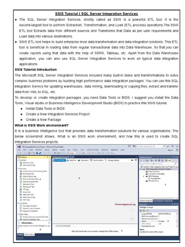 SSIS Tutorial - SQL Server Integration Services | PDF | Microsoft Sql ...