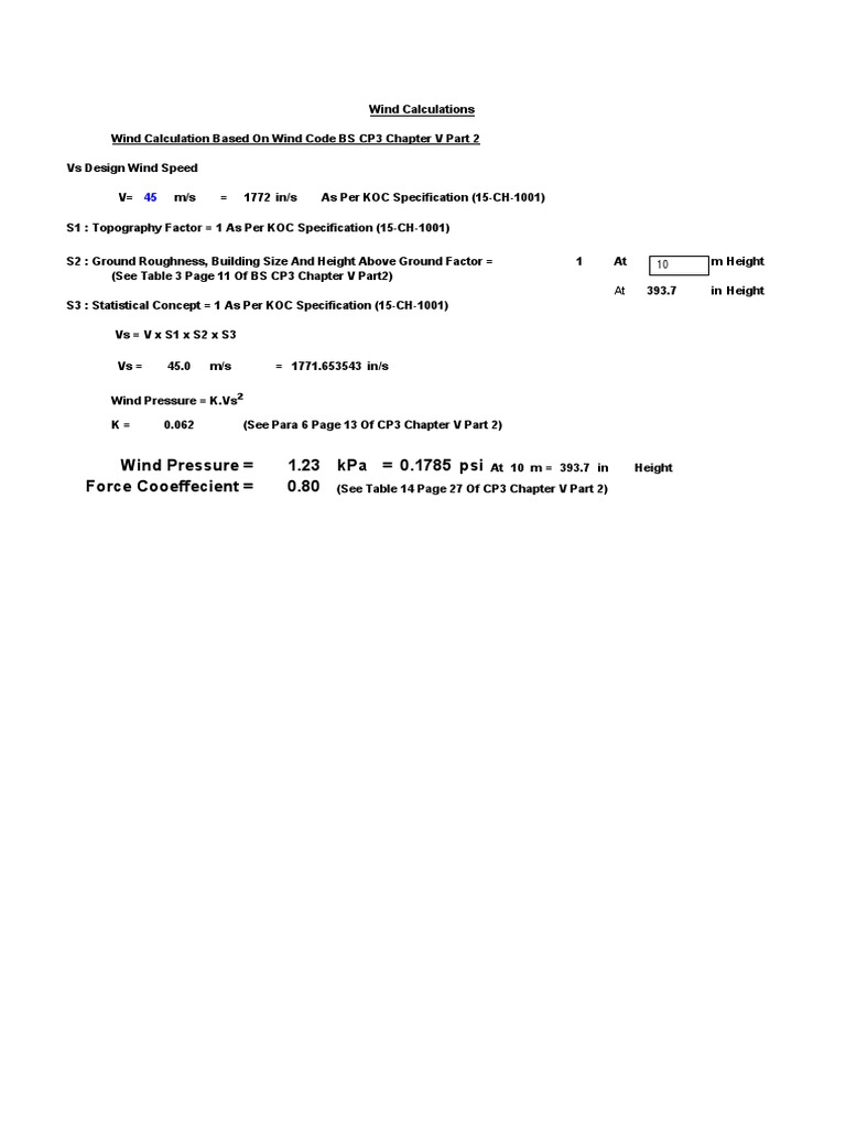 Wind Calculation According To Bs Cp3 CH V Part 2 | PDF | Applied And ...
