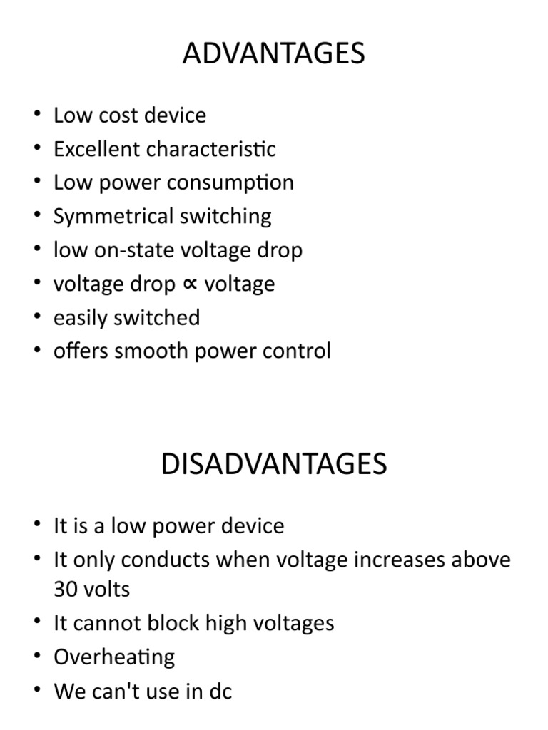 Diac Advantages and Disadvantages | PDF
