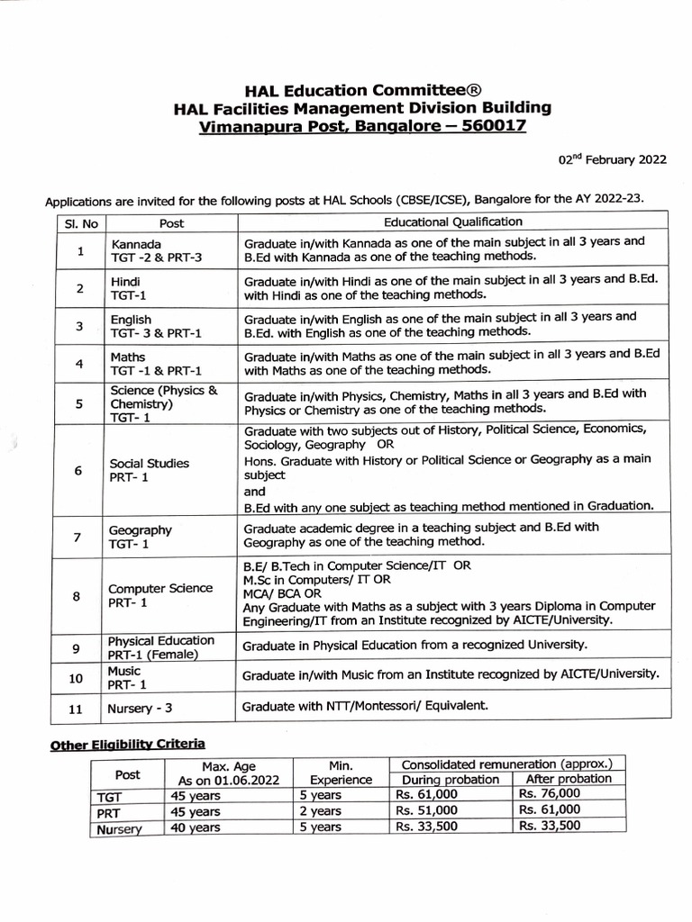 HAL Education Committee® HAL Facilities Management Division Building ...