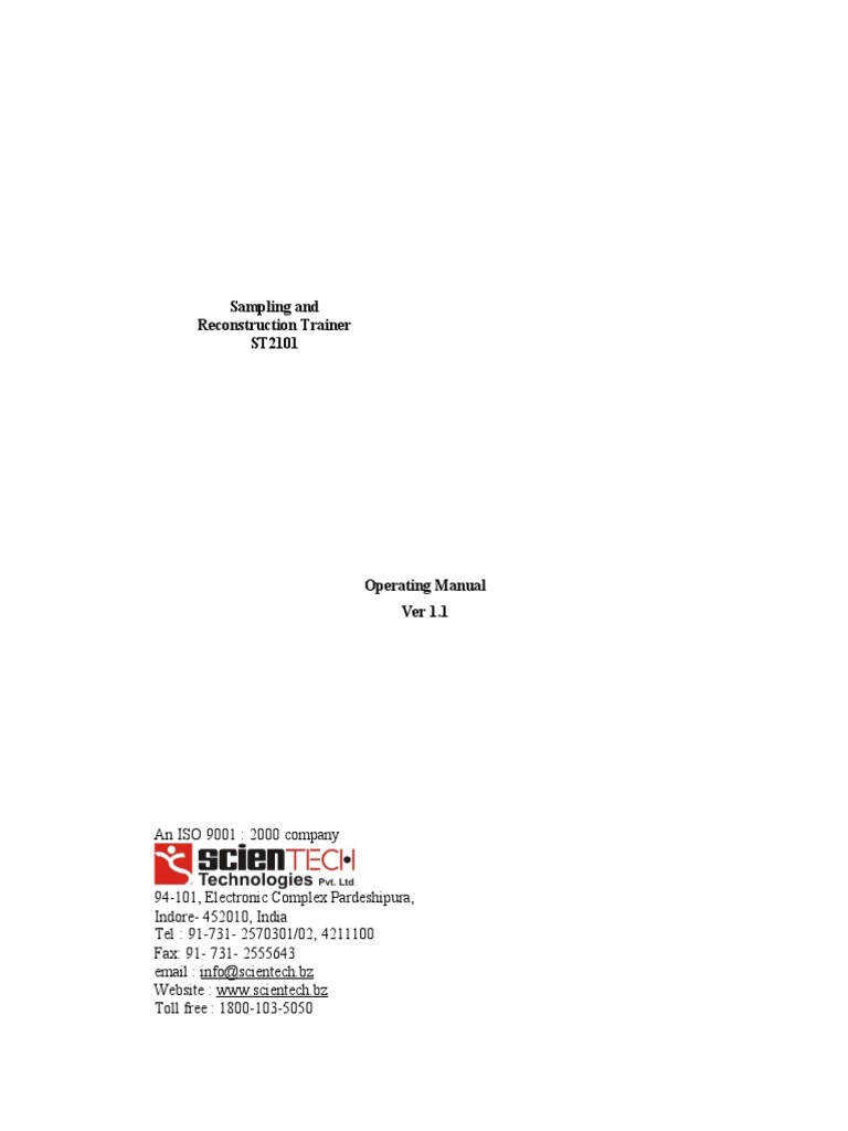 Sampling and Reconstruction Trainer ST2101: An ISO 9001: 2000 Company ...