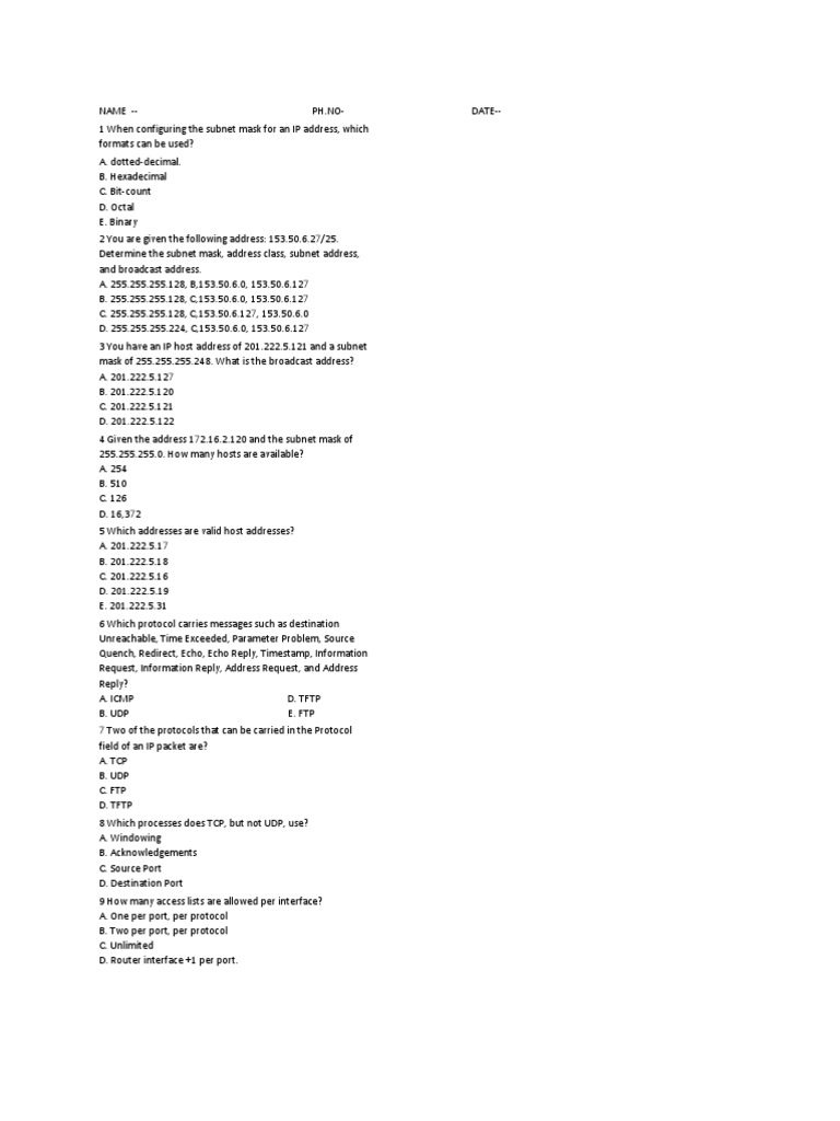 Ccna Exam Paper New | PDF