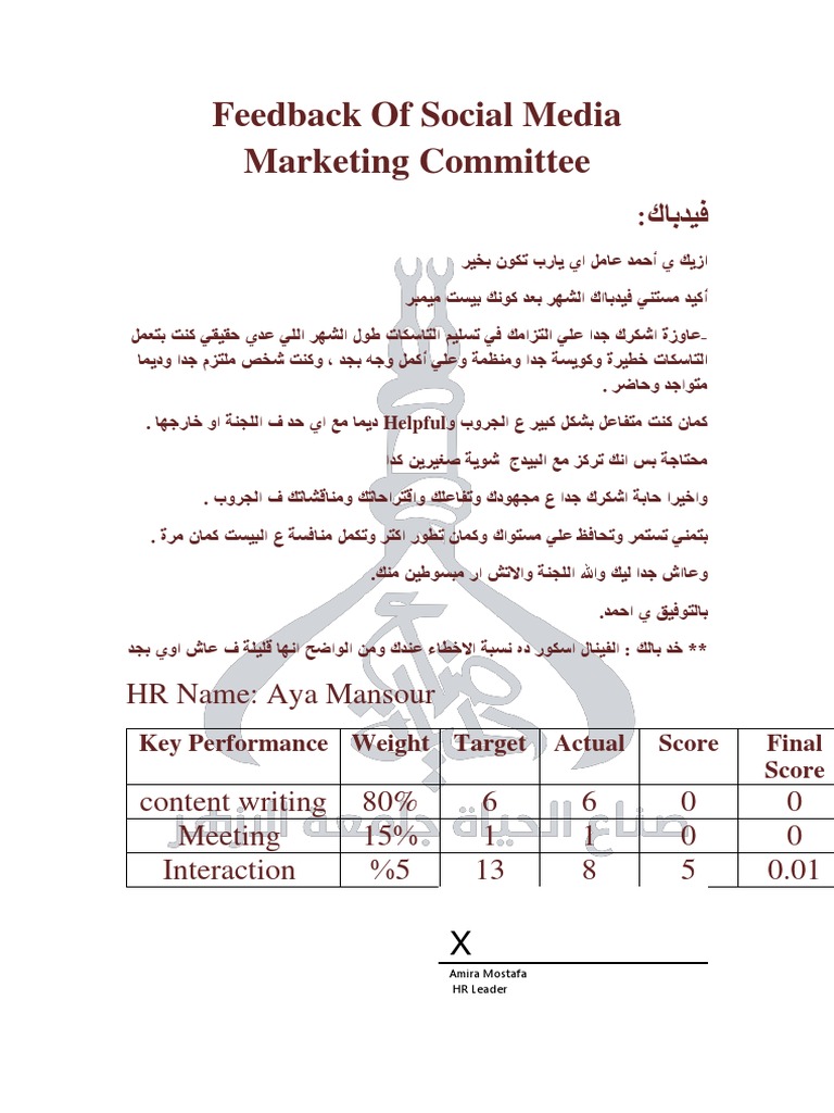 Feedback of Social Media Marketing Committee | PDF