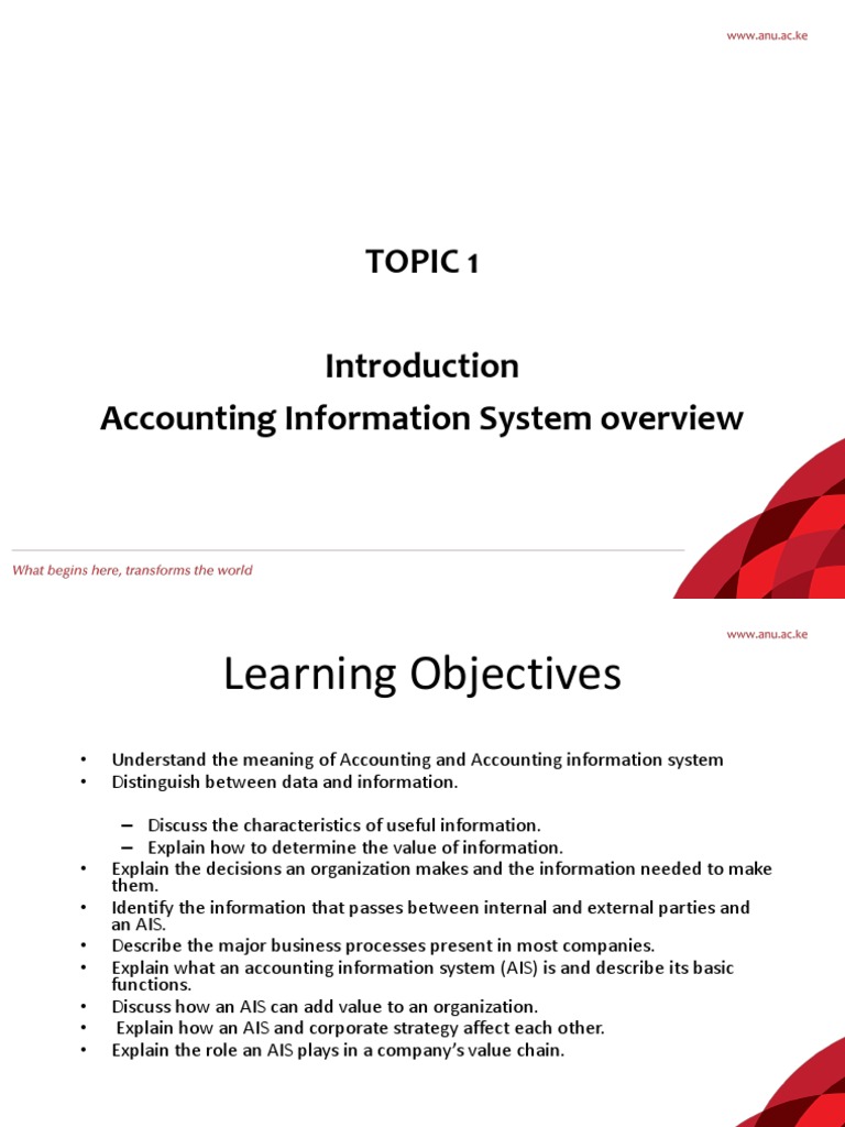ACC 311 - Topic 1 - AIS Overview | Download Free PDF | Information ...