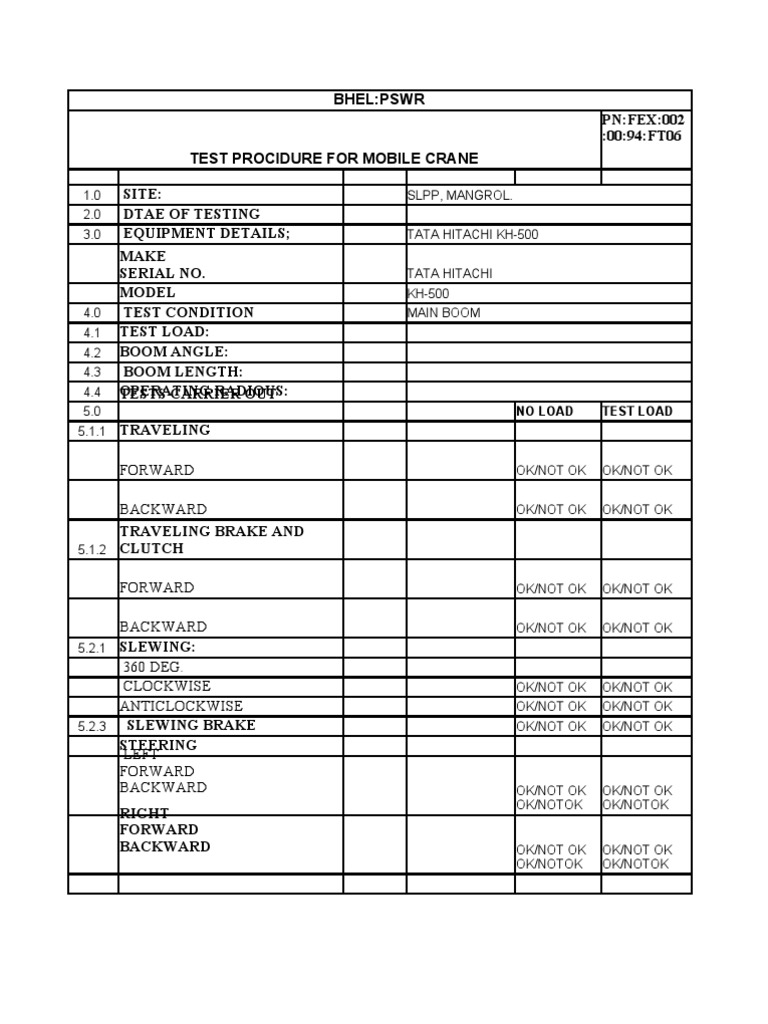 Mobile Crane Load Test Procedure | PDF | Crane (Machine) | Machines