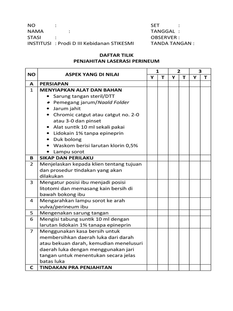 Dt. Penjahitan Robekan Perineum | PDF | Griya & Taman