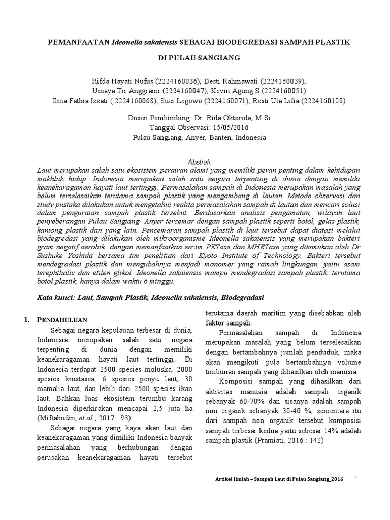 Mikrobiologi (Kelompok 2) - Ideonella Sakaiensis | PDF