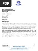 TCS Offer Letter PDF | PDF | Arbitration | Intellectual Property