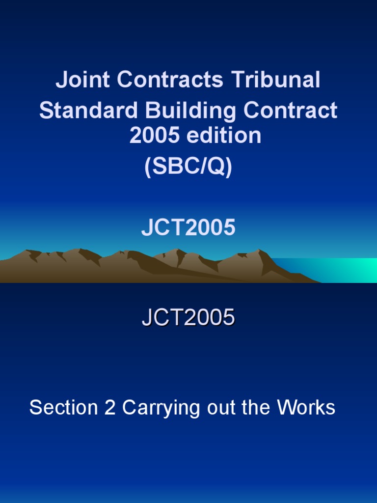 JCT 2005 Building Contract Overview | PDF | Interest | Employment