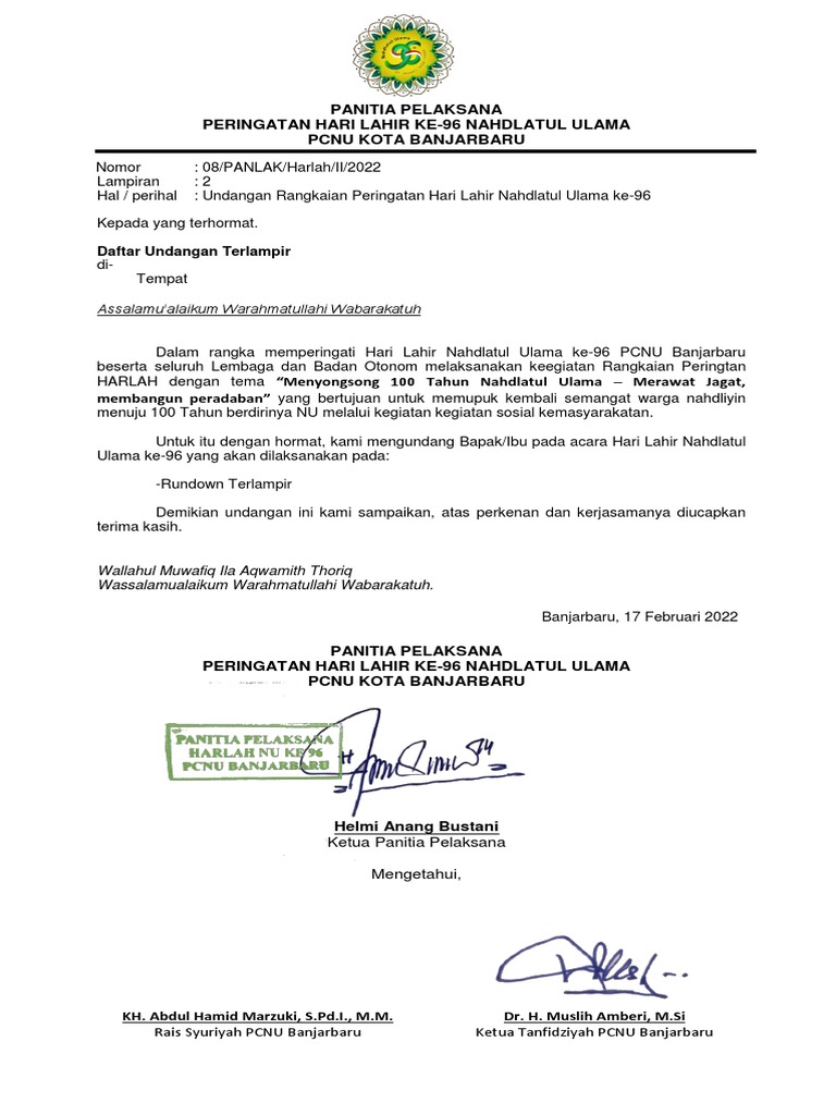 Surat Undangan Harlah | PDF