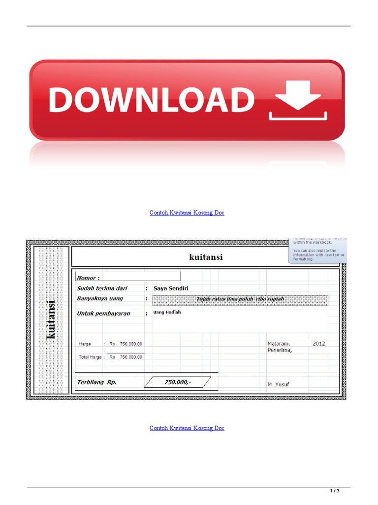Contoh Kwitansi Kosong dan Template | PDF