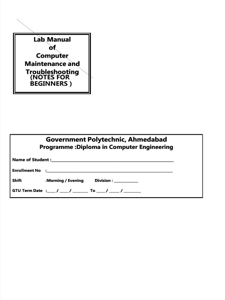 Computer Maintenance Guide for Diploma Students | PDF | Printer ...