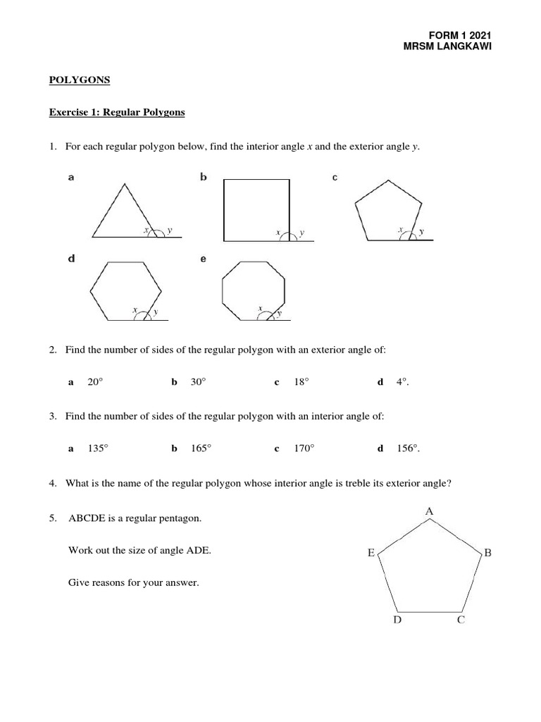 Polygons: FORM 1 2021 MRSM Langkawi | PDF