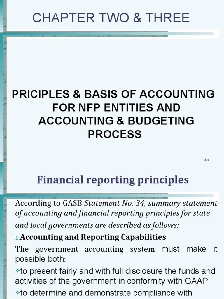 Chapter Two & Three: Priciples & Basis of Accounting For NFP Entities ...