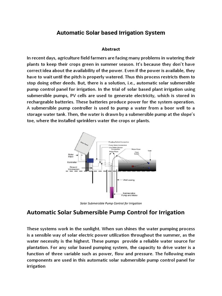 Automatic Solar Based Irrigation System | PDF | Power Inverter | Solar ...