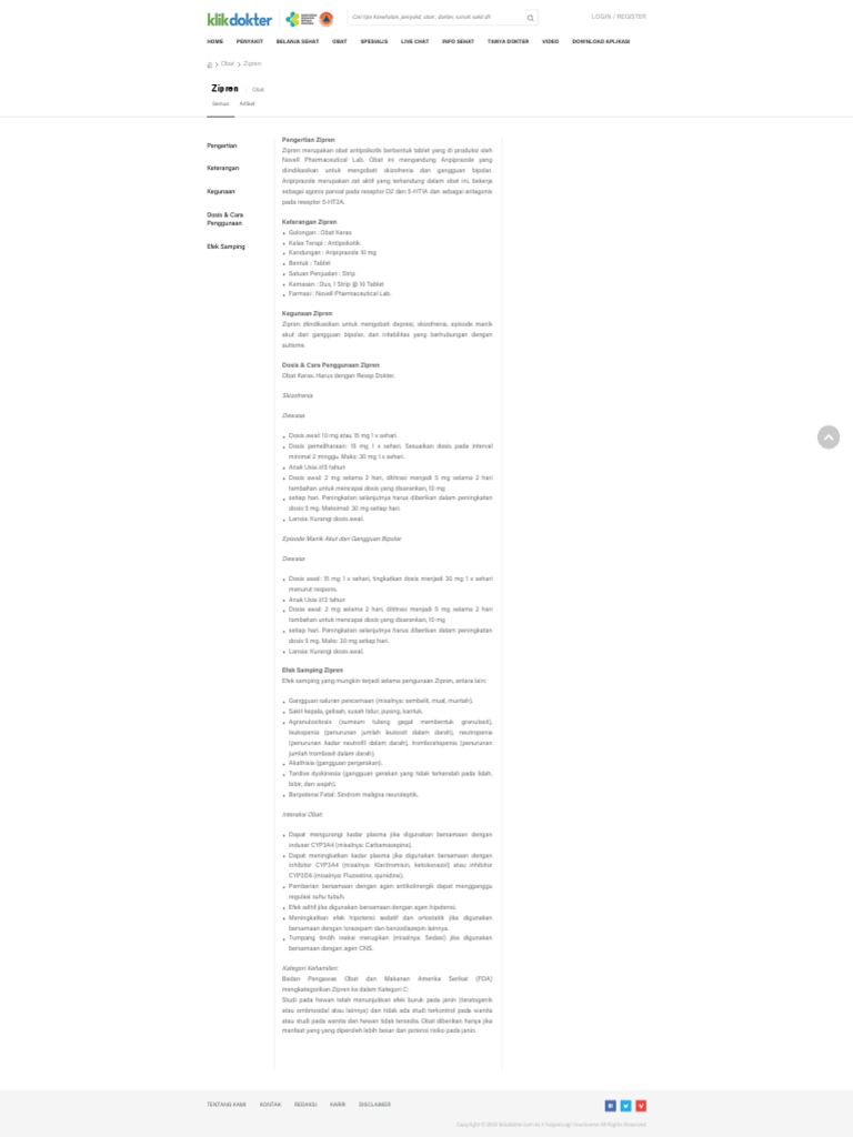 Zipren - Manfaat, Dosis, Dan Efek Samping | PDF