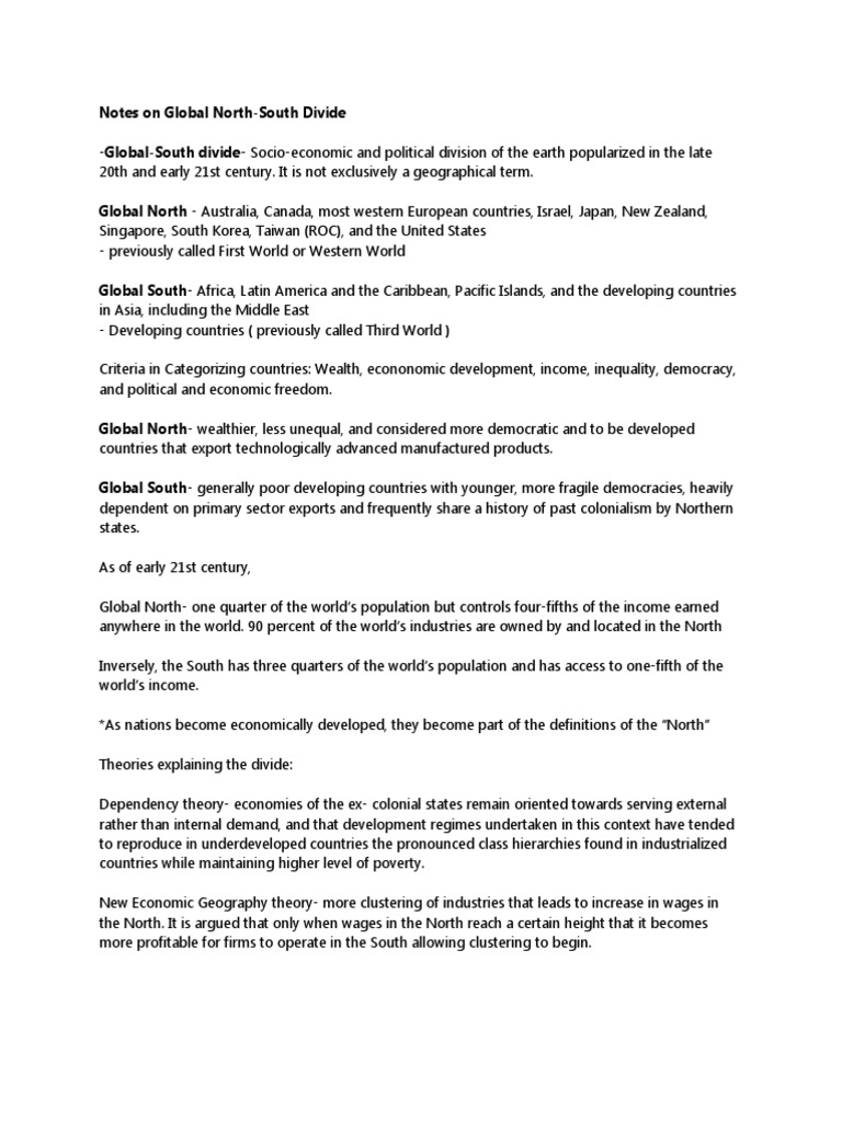 Global North-South Divide Analysis | PDF | Economies | World Economy