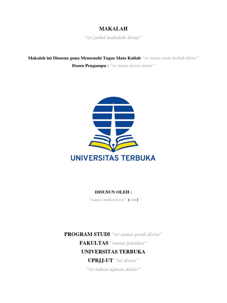 Sampul Makalah UT (Template) | PDF