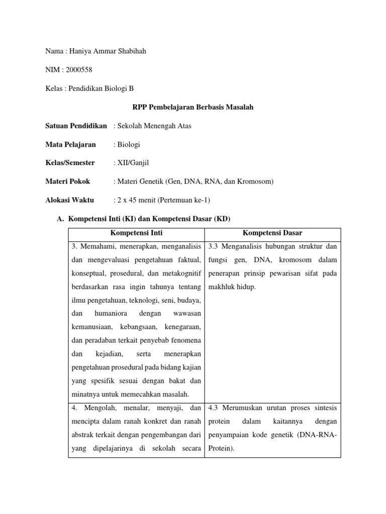 Revisi RPP PBL - Haniya Ammar S - 2000558 | PDF | Karier & Perkembangan | Sains & Matematika