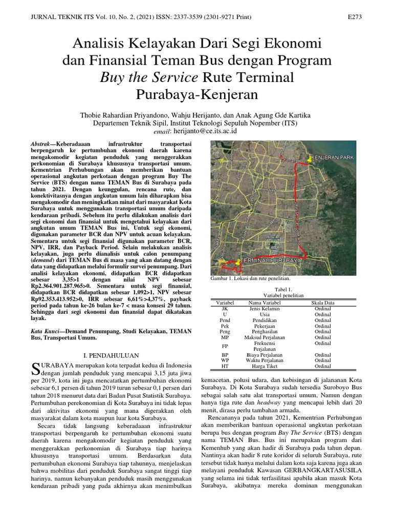 PDF-Analisis Kelayakan Dari Segi Ekonomi Dan Finansial Teman Bus Dengan Program Buy The Service ...