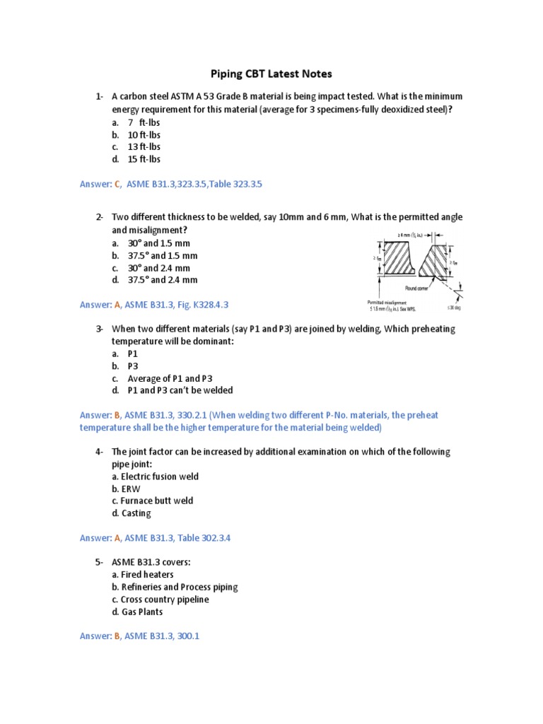 Piping CBT Latest Notes | PDF | Pipe (Fluid Conveyance) | Construction
