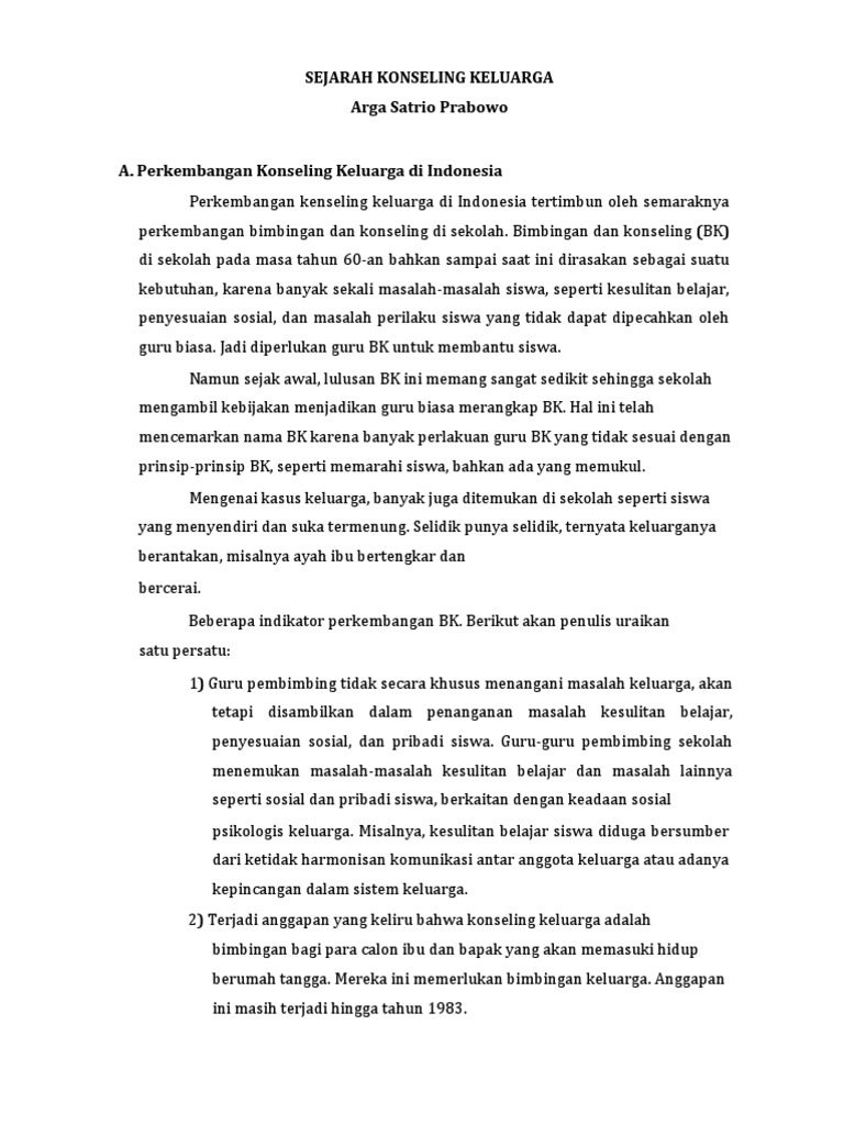 Sejarah BK Keluarga | PDF