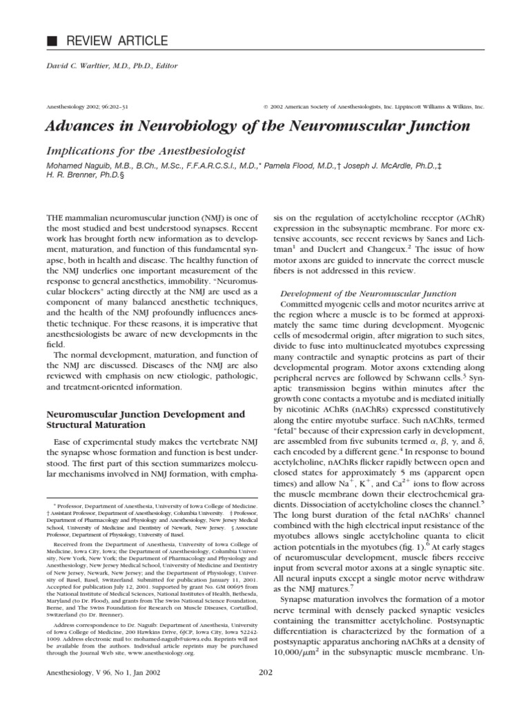 Advances in Neurobiology of The Neuromuscular Junction: Implications ...