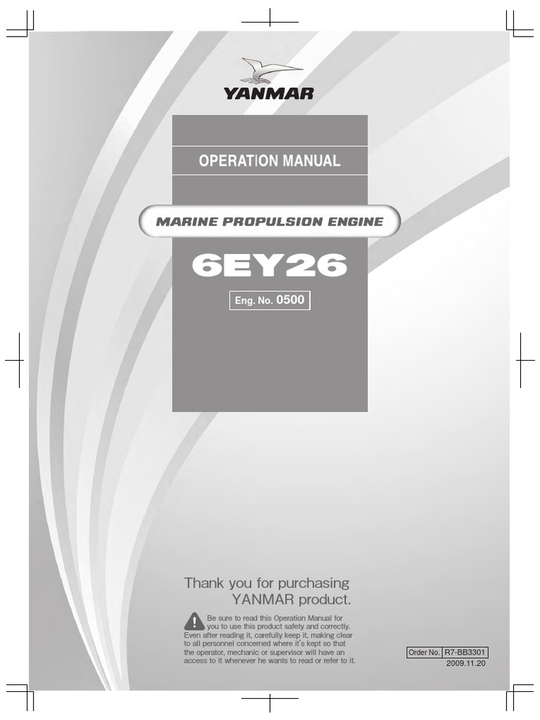 Yanmar 6EY26 Operation Manual | PDF | Turbocharger | Pump