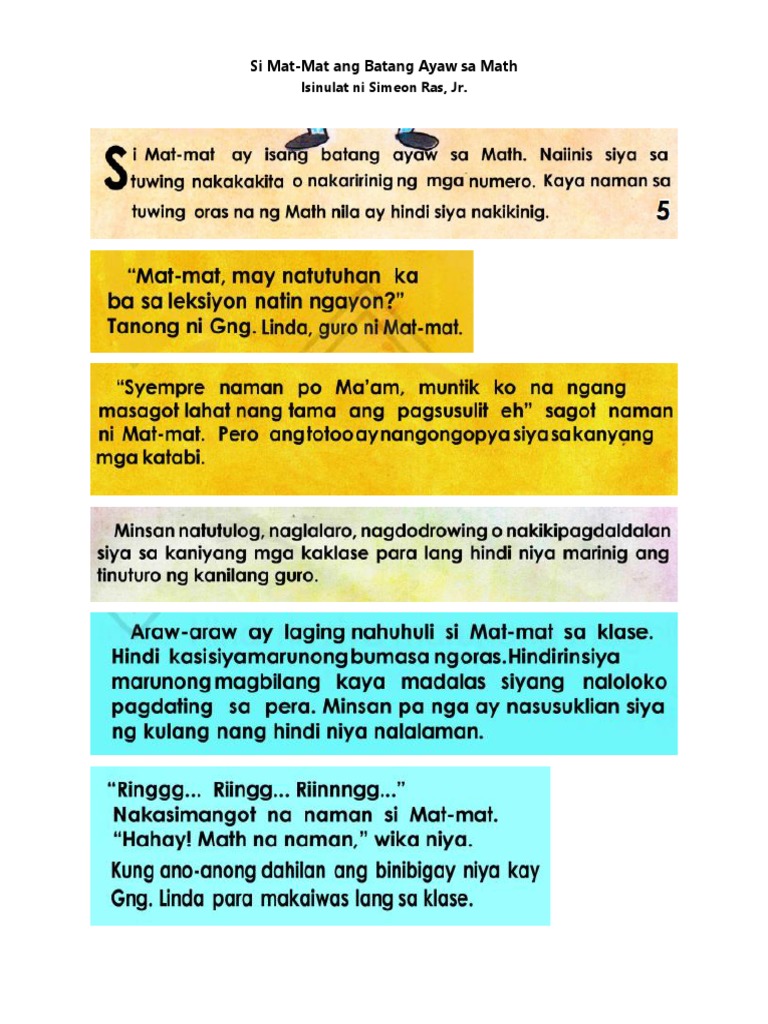 Si Mat Mat Ang Batang Ayaw Sa Math I, II, III CAR | PDF
