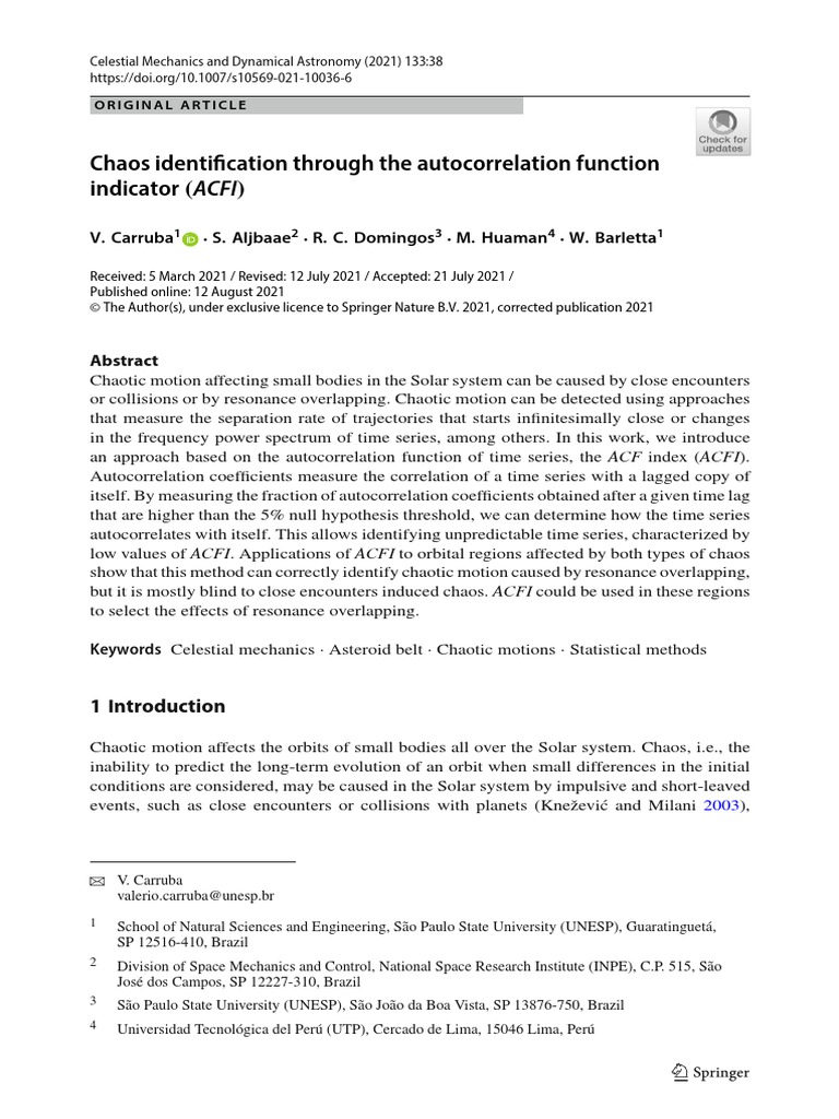34 Chaos Identification Through The Autocorrelation Function Indicator ...