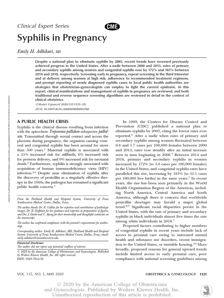 Syphilis in Pregnancy: Clinical Expert Series | PDF | Infection | Medicine