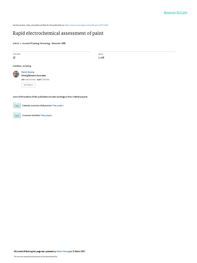 Rapid Electrochemical Assessmentof Paint | PDF | Redox | Corrosion