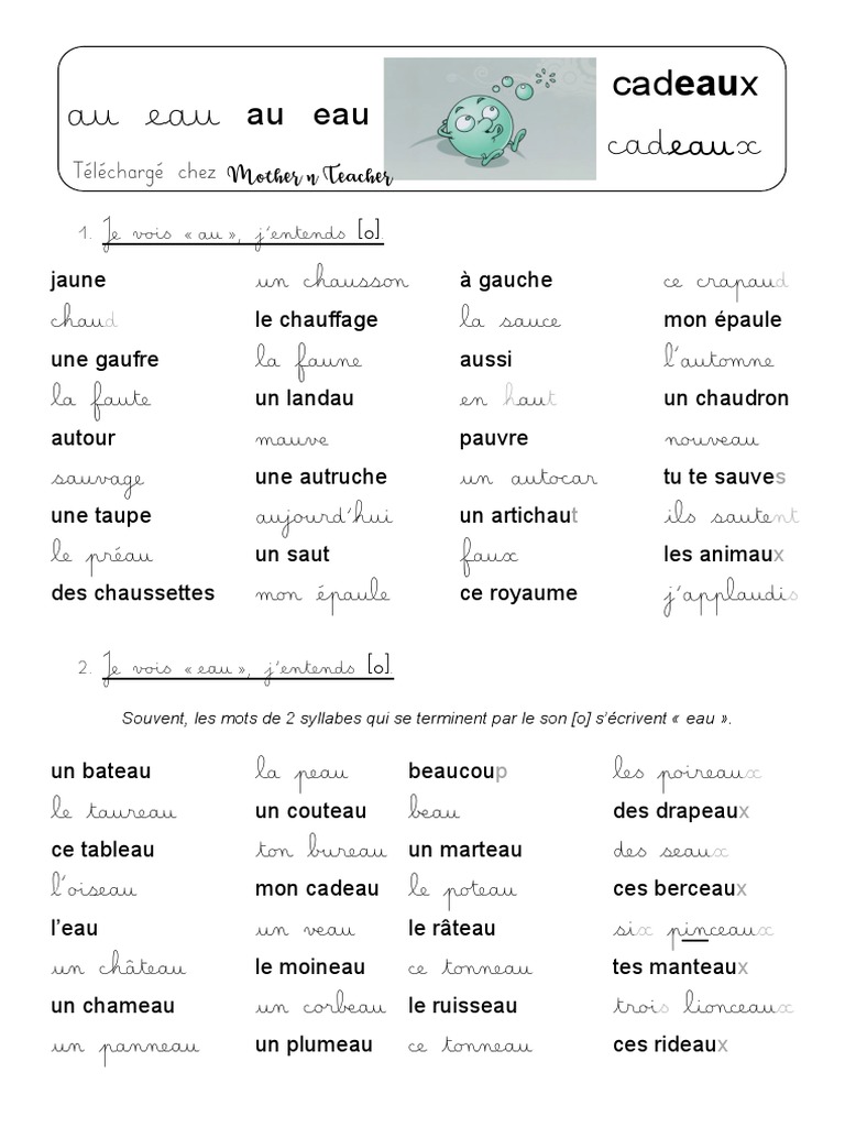 Fiche Lecture Au Eau | PDF