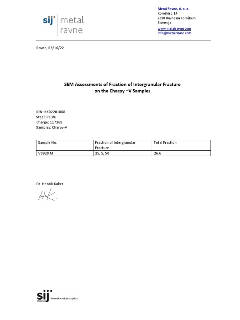 Fracture Surface of ISO-V Samples | PDF | Fracture | Applied And ...