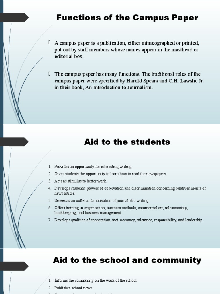 Functions of Campus Journalism | PDF | News | Journalism