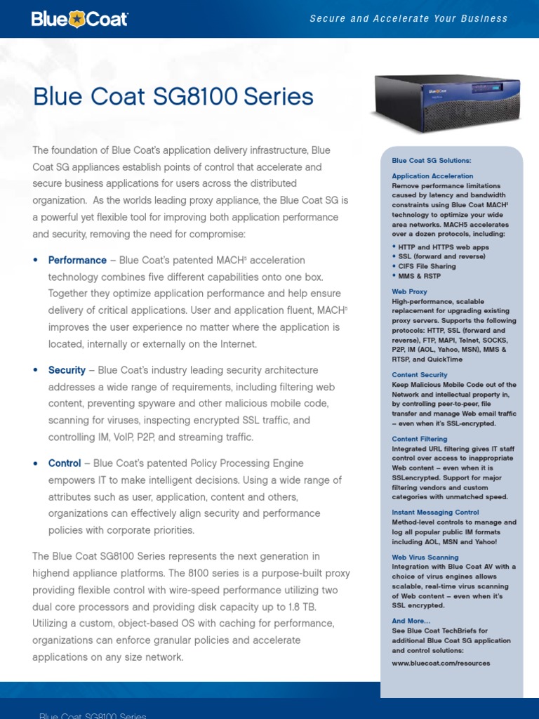 Bluecoat sg8100 20070523101530 | PDF | Proxy Server | Instant Messaging